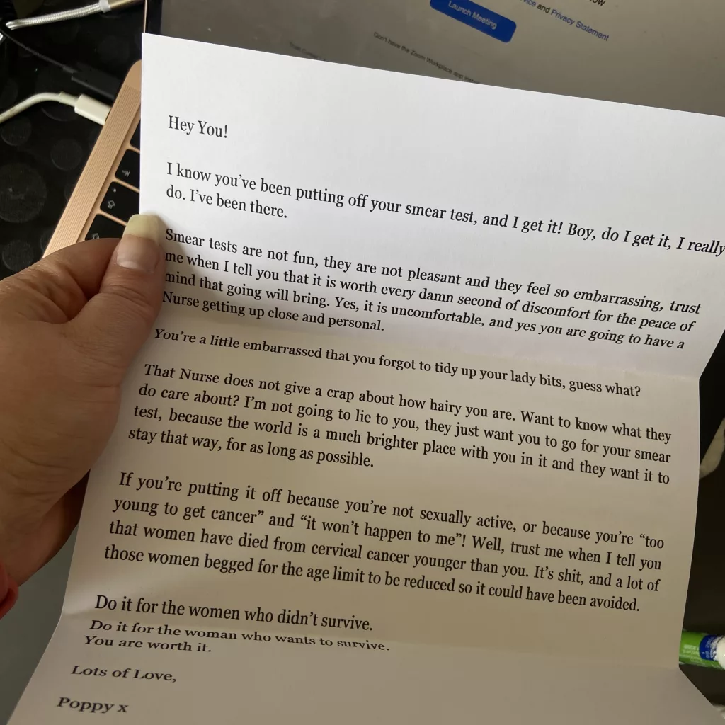 Smear Test Letter | Emergency Letter to Persuade Someone To Go For ...